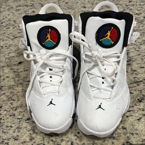 Jordan | Shoes | White Air Jordan Sneakers With Multicolor Logo | Poshmark